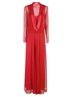 Alberta Ferretti Silk Maxi Dress - Red