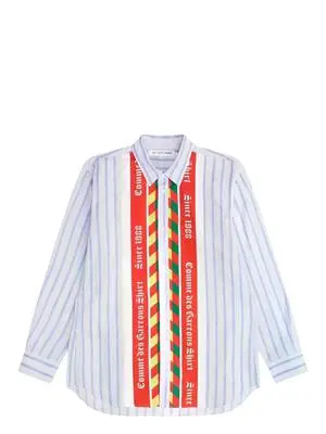 Comme Des Garçons Striped Logo Shirt - White