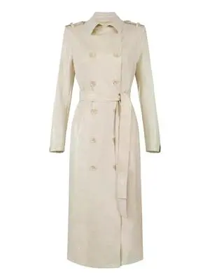 Elisabetta Franchi Crocodile-effect Trench Coat - Neutrals