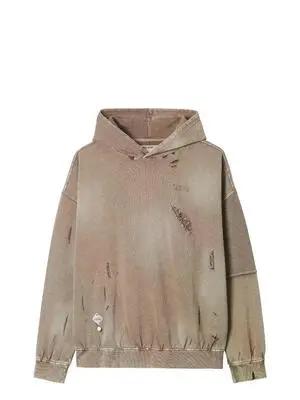 MUSIUM DIV. Distressed Panelled Hoodie - Brown