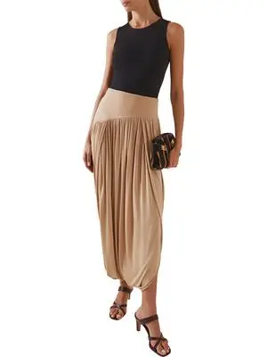 SALVATORE FERRAGAMO Draped Jersey Midi Skirt