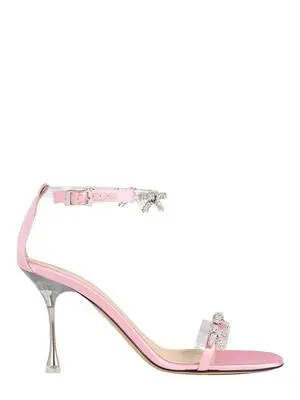 Mach & Mach Floating Crystal Bow Embellished Sandals - Baby Pink