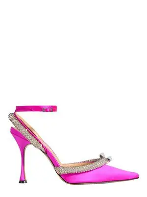 Mach & Mach Georgia Crystal-embellished Satin Pumps - Bright Pink