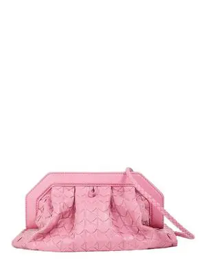 SERAPIAN Woven Leather Clutch - Baby Pink