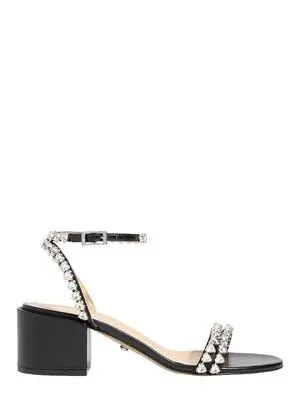 Mach & Mach Audrey Crystal-embellished Leather Sandals - Black