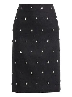 A.L.C. Wool-blend Felt Pencil Skirt With Crystal Embellishments - Charcoal