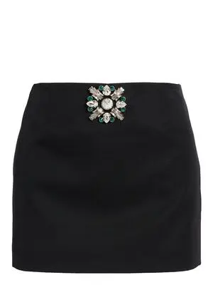 AREA AREA Embellished Wool-Twill Mini Skirt