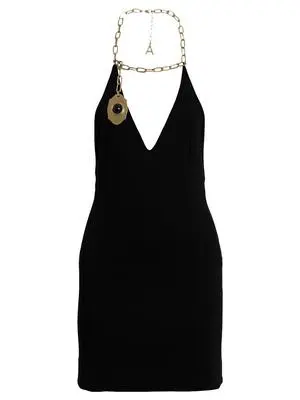 AREA Chain-embellished Ponte Halterneck Mini Dress - Black