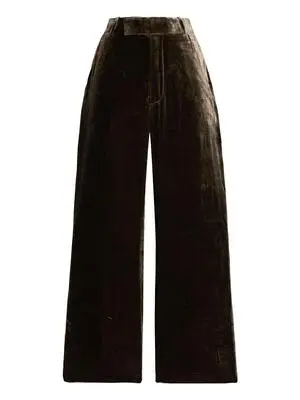 FRAME Cropped Flared Velvet Pants - Chocolate