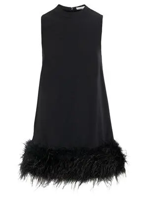 Rachel Gilbert Linc Feather-embellished Mini Dress - Black