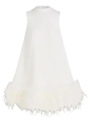 Rachel Gilbert Linc Feather-embellished Mini Dress - White
