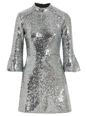HVN Ashley Sequined Mini Dress - Silver