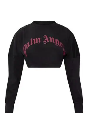 Palm Angels Long-sleeve Crop Top - Black