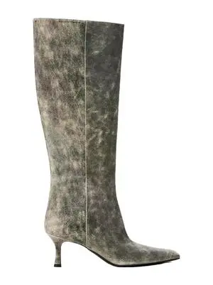 Alexander Wang 65mm Vera Tube Leather Boots - Grey