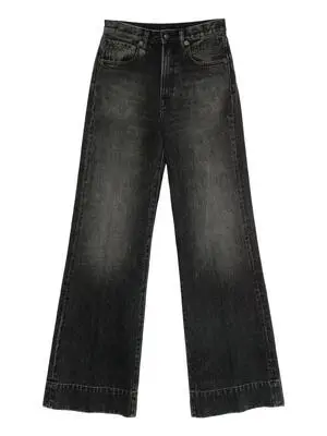 R13 Faded-effect Wide Leg Jeans - Black