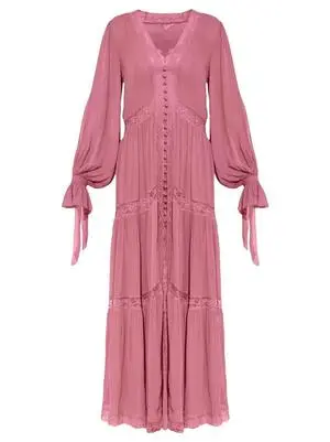 LoveShackFancy Lyvienne Chiffon Maxi Dress - Pink