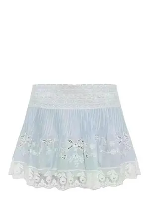 LoveShackFancy Levant Lace-trim Mini Skirt - Blue