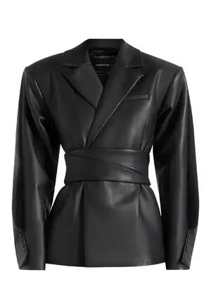 Manière De Voir Twist-sleeve Belted Blazer - Black