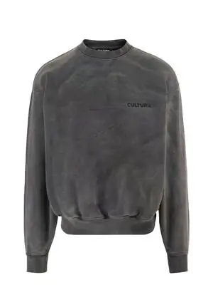 CULTURA Embroidered Logo Washed Sweatshirt - Grey
