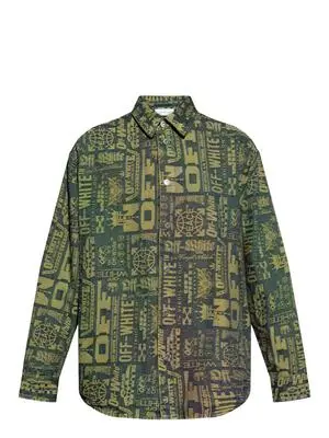 Off-White Logo-pattern Denim Shirt - Green