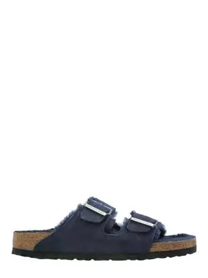 BIRKENSTOCK Shearling-lined Buckled Flat Sandals - Blue