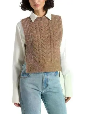 Manière De Voir Danya Cable-knit Vest - Neutrals