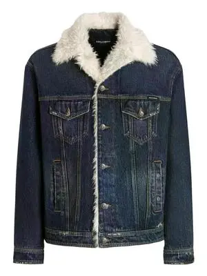 Dolce & Gabbana Denim Shearling-trim Jacket - Blue