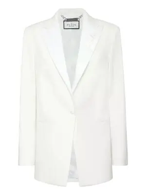 Philipp Plein Satin-lapels Embroidered Blazer - White