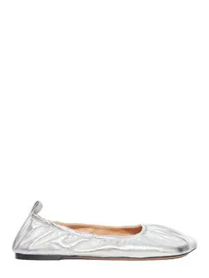 NICCOLO PASQUALETTI Obliqua Metallic-effect Ballet Flats - Silver