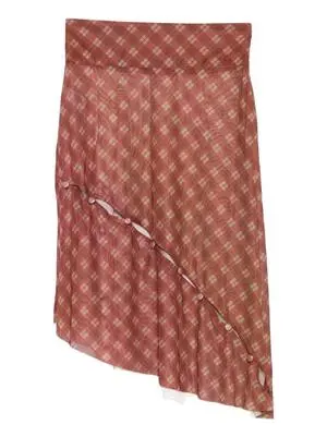 HOUSE OF SUNNY Button-detailed Plaid Skirt - Red