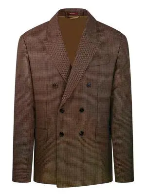 Gucci Double-breasted Checked Jacket - Brown