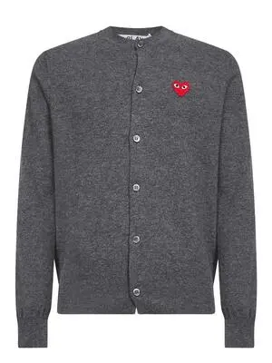 Play Comme Des Garcon Heart Logo Cardigan - Grey