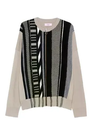Martine Rose Striped Zip-up Cardigan - Neutrals