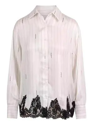 ERMANNO FIRENZE Lace Striped Shirt - White