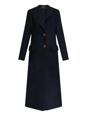 Etro Embroidered Button Coat - Black