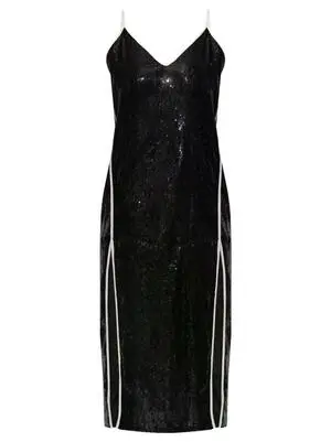 Palm Angels Sequinned Mini Dress With Split Detail - Black