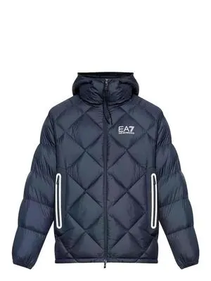 Emporio Armani Diamond-quilted Hooded Jacket - Blue