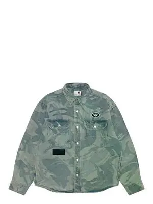 AAPE BY *A BATHING APE® Moonface Camouflage Patch Shirt - Blue