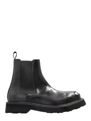 Kenzo Logo Plaque Leather Chelsea Boots - Black