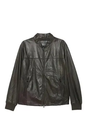 Emporio Armani Leather Zip-up Jacket - Black