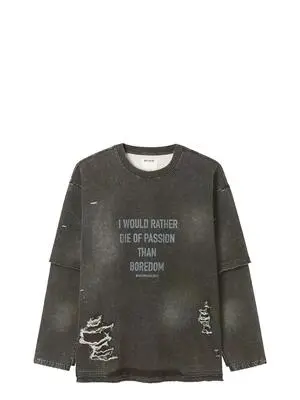 MUSIUM DIV. Distressed Layered Sweatshirt - Black