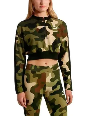 PUMA Camouflage Zip Sweater - Green