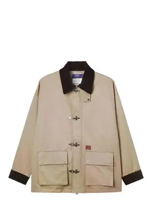 AFTERMATHS Corduroy-collar Toggle Jacket - Neutrals