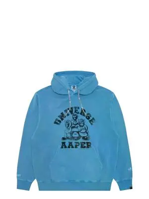 AAPE BY *A BATHING APE® Graphic Print Cotton Hooded Sweatshirt - Blue