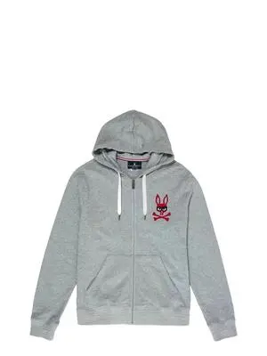 Psycho Bunny Cotton Zip-up Hoodie With Bunny Detail - Grey
