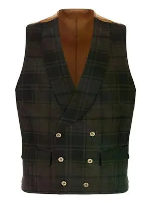 GABRIELE PASINI Check-pattern Wool Vest - Brown