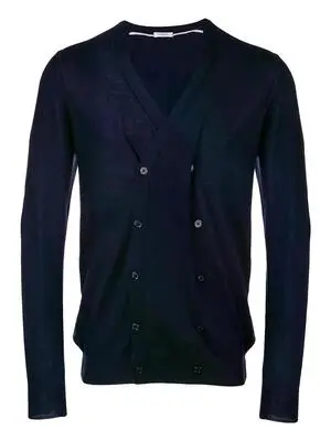 PAOLO PECORA Double-breasted V-neck Cardigan - Blue