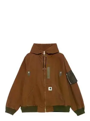 Sacai Zip-up Hooded Bomber Jacket - Brown