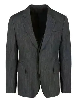 FERRAGAMO Pinstripe Buttoned Jacket - Grey