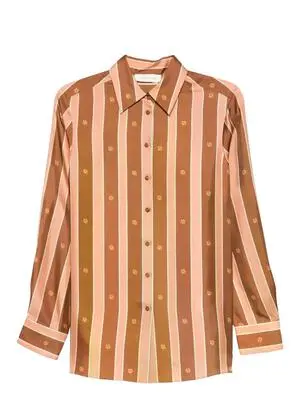 Zimmermann Stripe Floral-print Shirt - Orange